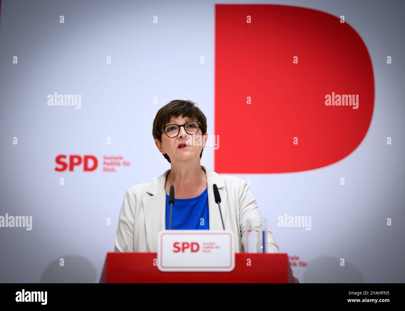 Berlin, Germany. 14th Oct, 2024. Saskia Esken, Chairwoman of the SPD ...