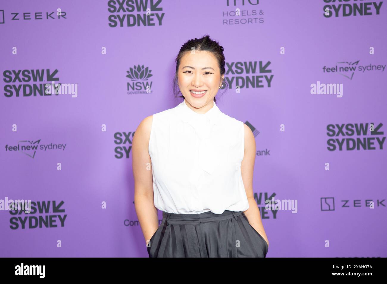 Sydney, Australia. 14th October 2024: Irene Chen arrives on the purple ...