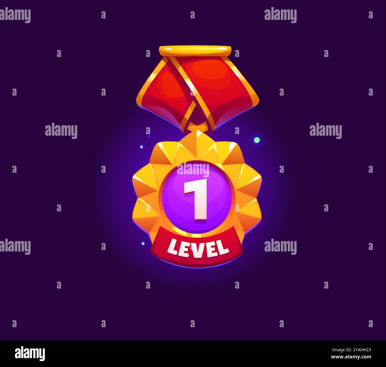 Game rank level up badge icon, victory shield. Cartoon vector game ...