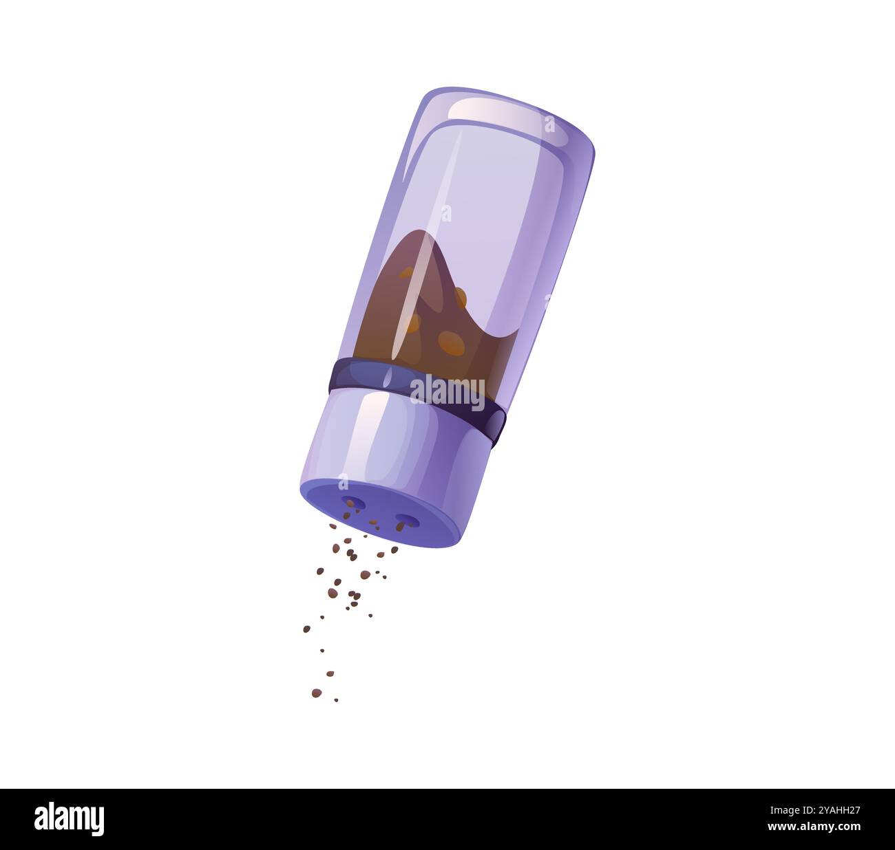 Pepper shaker tilted at an angle, dispensing a few grains of ground ...