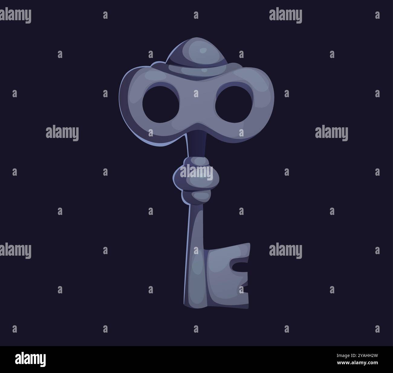 Cartoon vintage key features distinctive bow with rounded edges and two ...