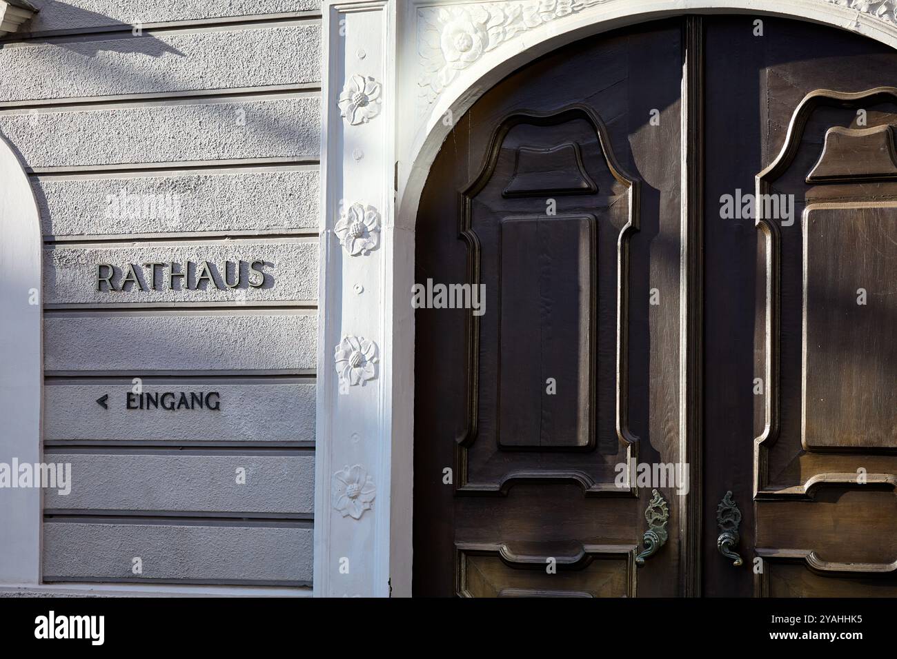 Street scene, signage and architecture in Memmingen, Germany ...