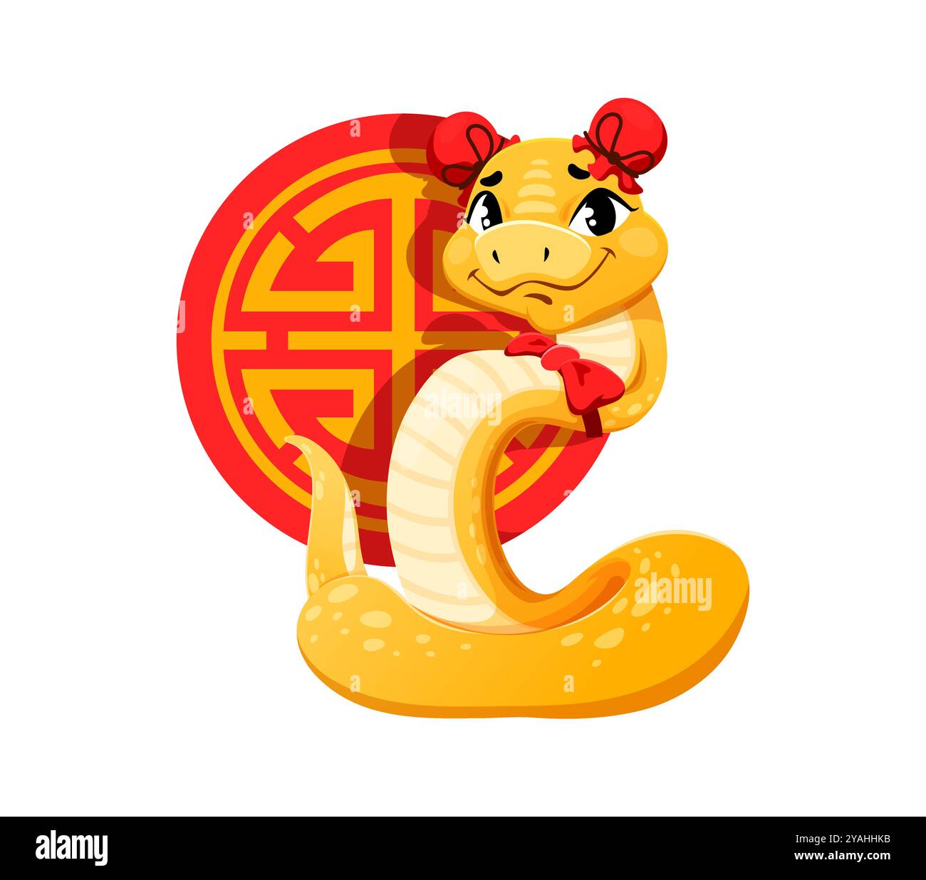 Cartoon snake character with festive red and gold background ...