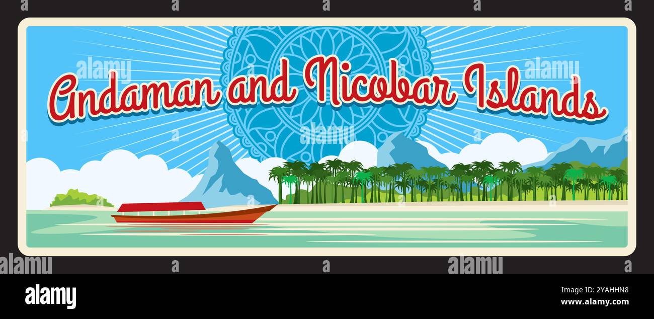 Andaman Nicobar Islands Indian state travel plate, Indian state vintage ...