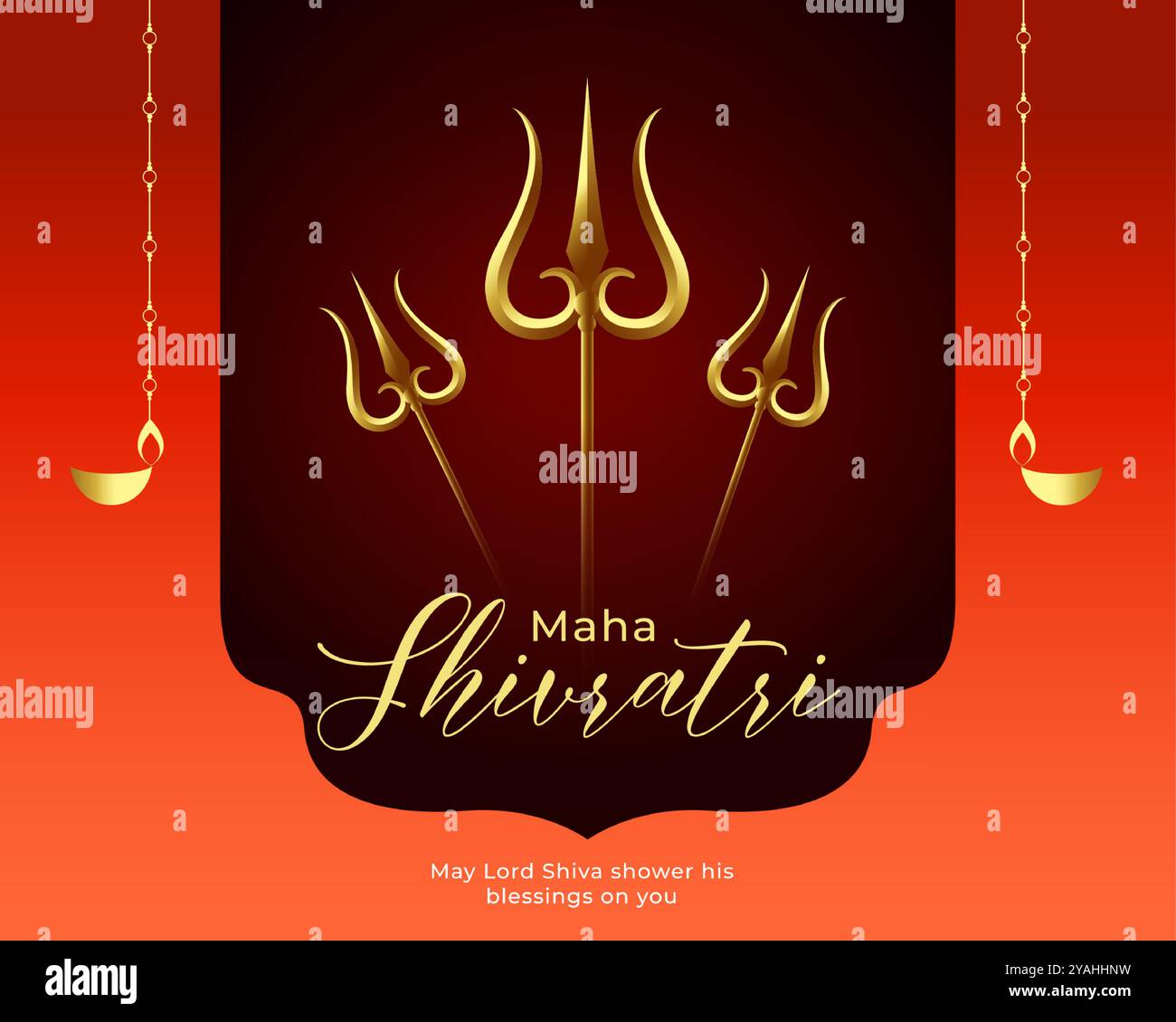 happy maha shivratri religious card with hanging diya vector Stock ...