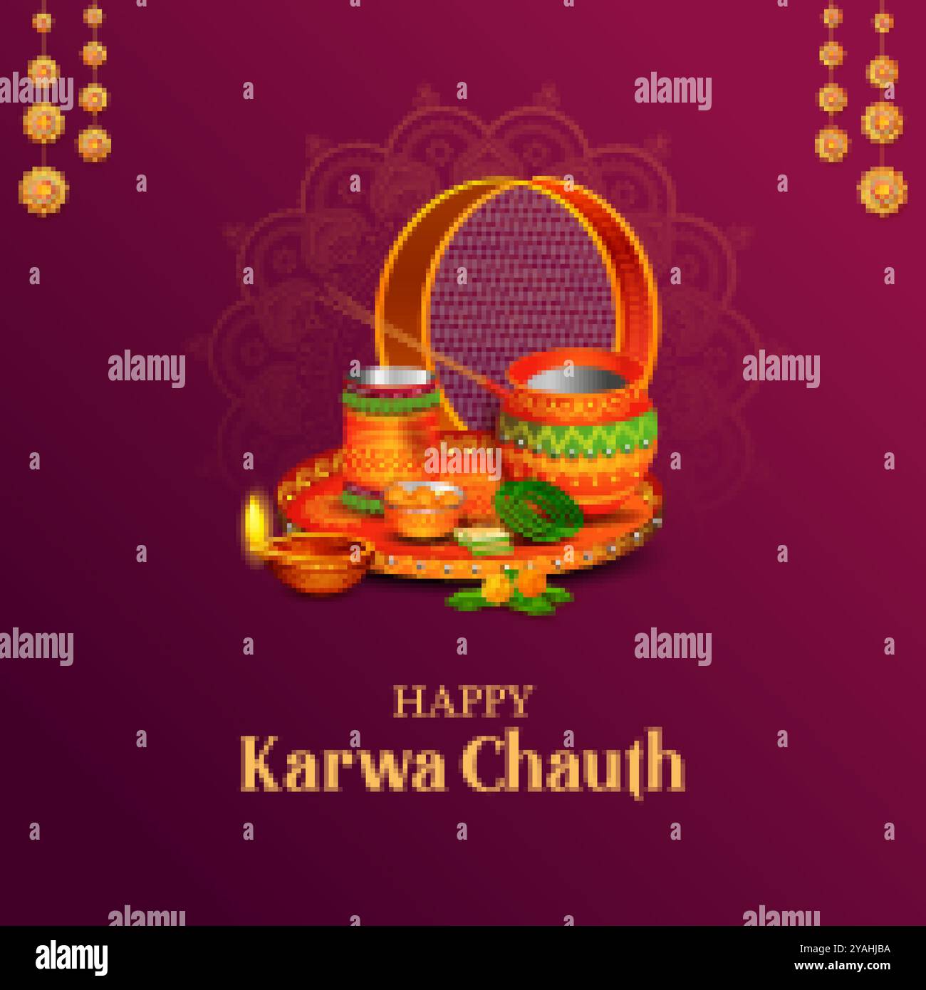 illustration of decorated pooja thali for greetings on Indian Hindu ...