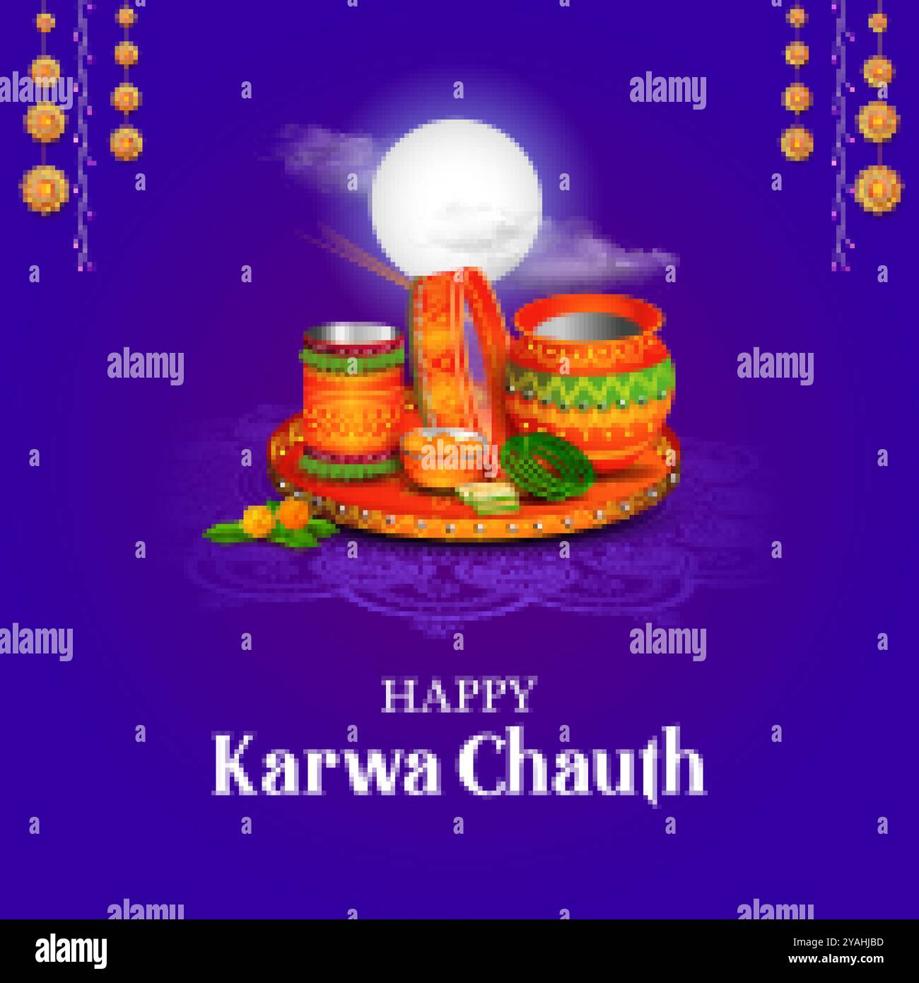 illustration of decorated pooja thali for greetings on Indian Hindu ...