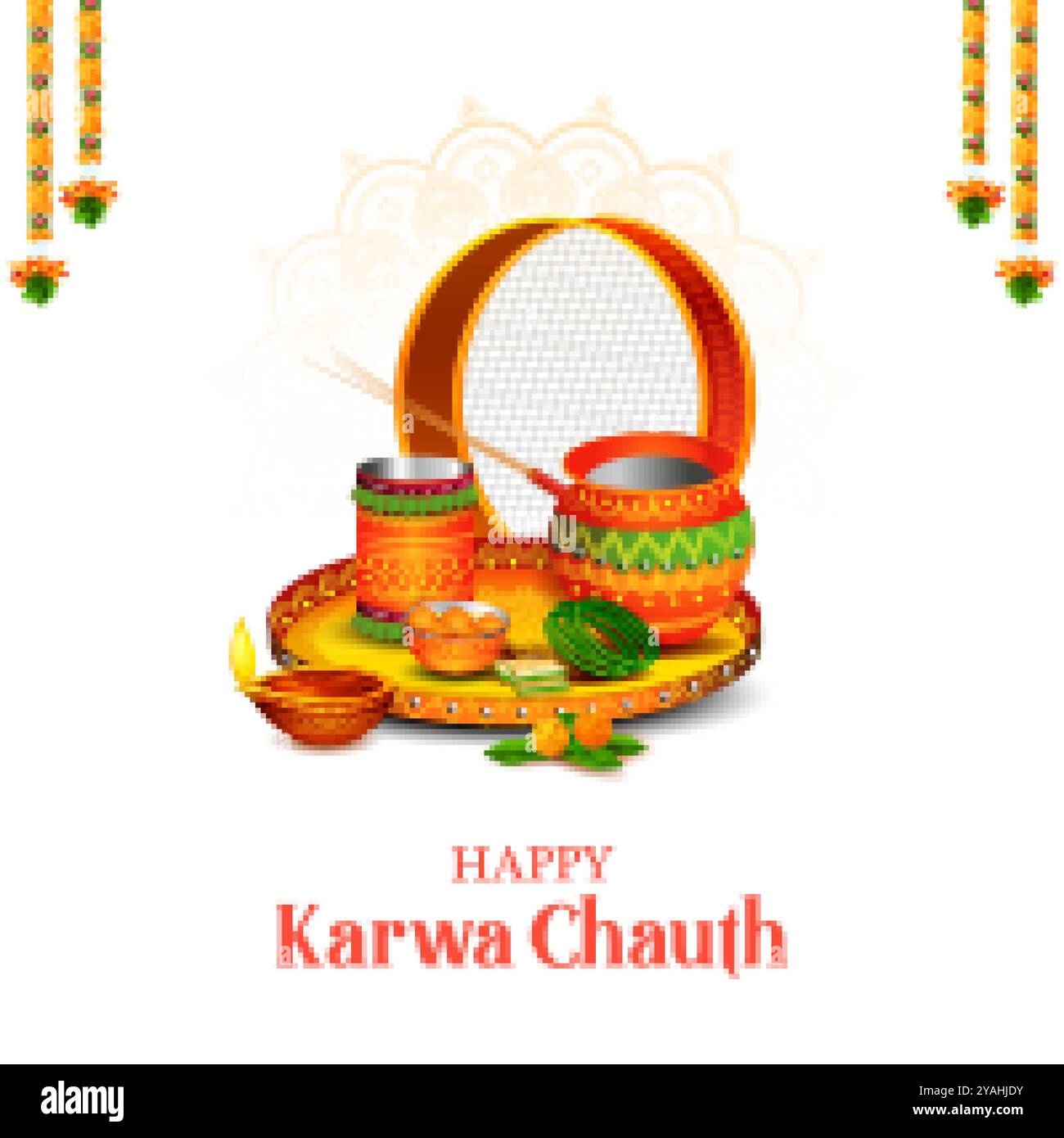 illustration of decorated pooja thali for greetings on Indian Hindu ...