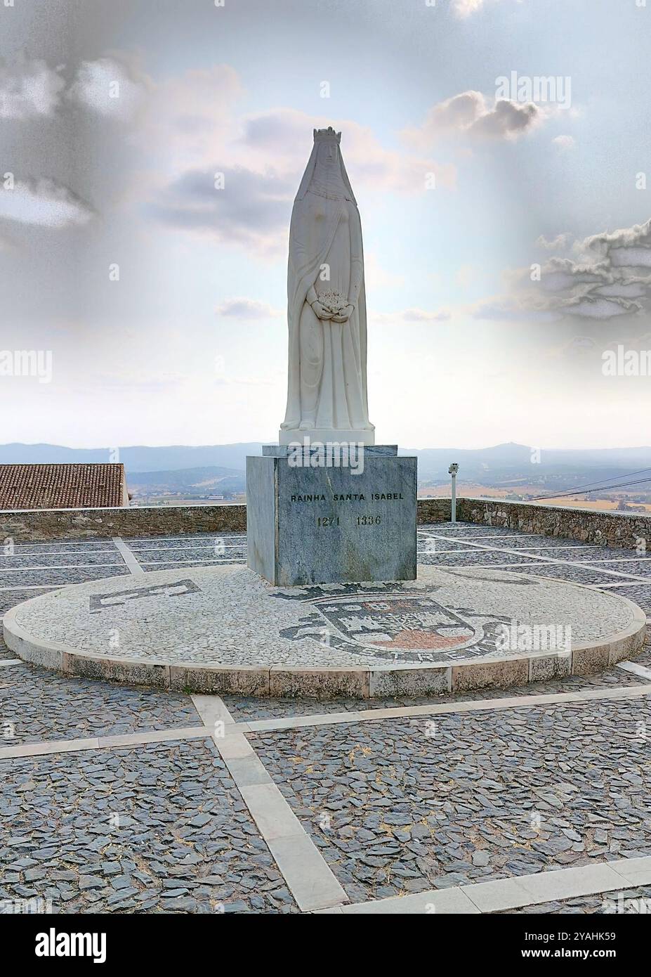 Statue of Queen Santa Isabel, aka Queen Elizabeth of Portugal, on the ...