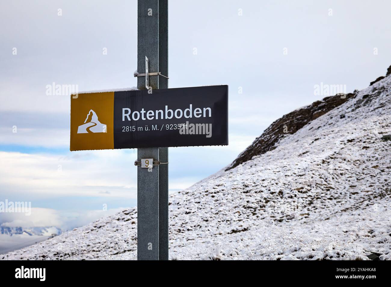 Station sign at the Rotenboden Gornergrat train station, Zermatt ...
