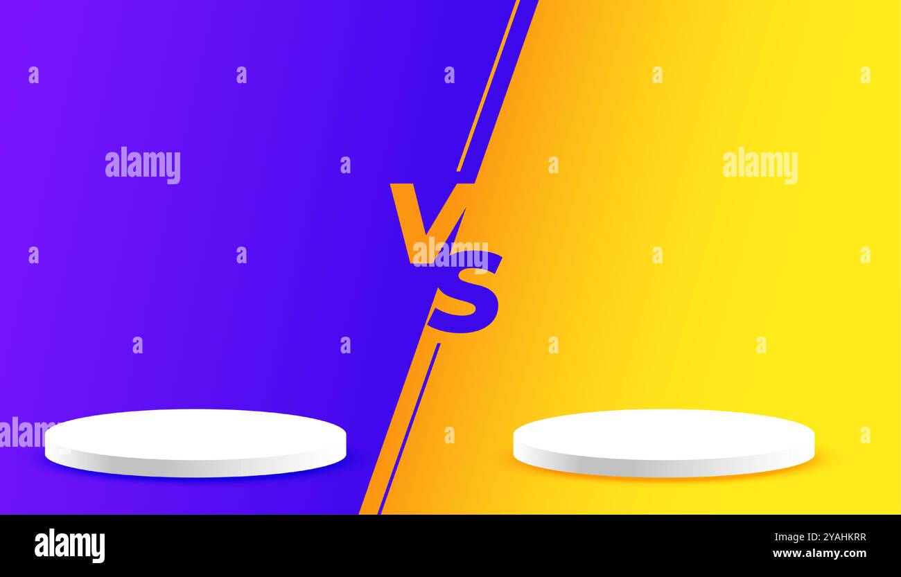 3d podium platform on versus banner for product comparison vector Stock ...