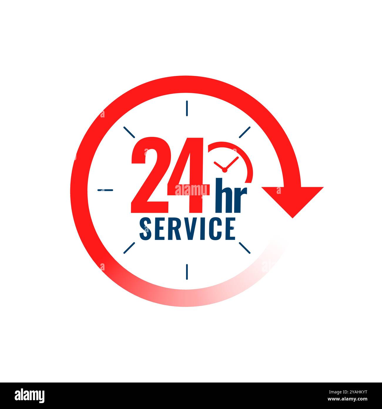 service open everyday for 24 hours background with clock sign vector ...