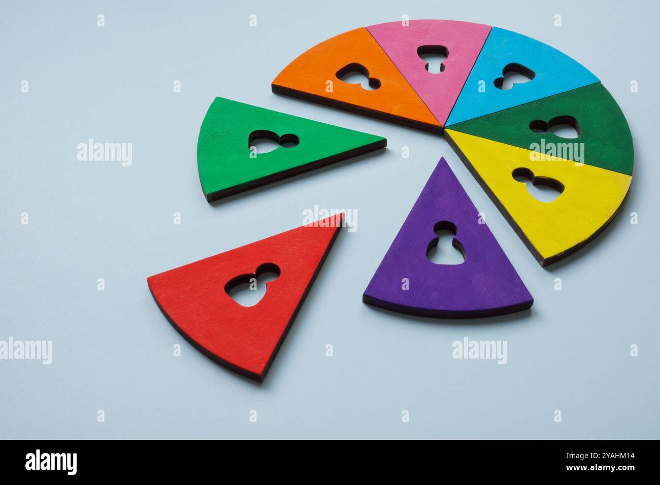 Colorful segments with figures. Symbolizes diversity and collaboration ...