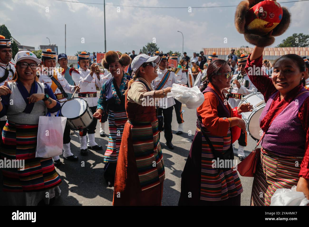 Kathmandu, Nepal. 14th Oct, 2024. Women dressed in traditional attire ...