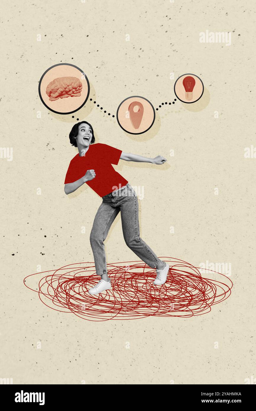 Composite trend artwork 3D sketch image photo collage of young lady ...