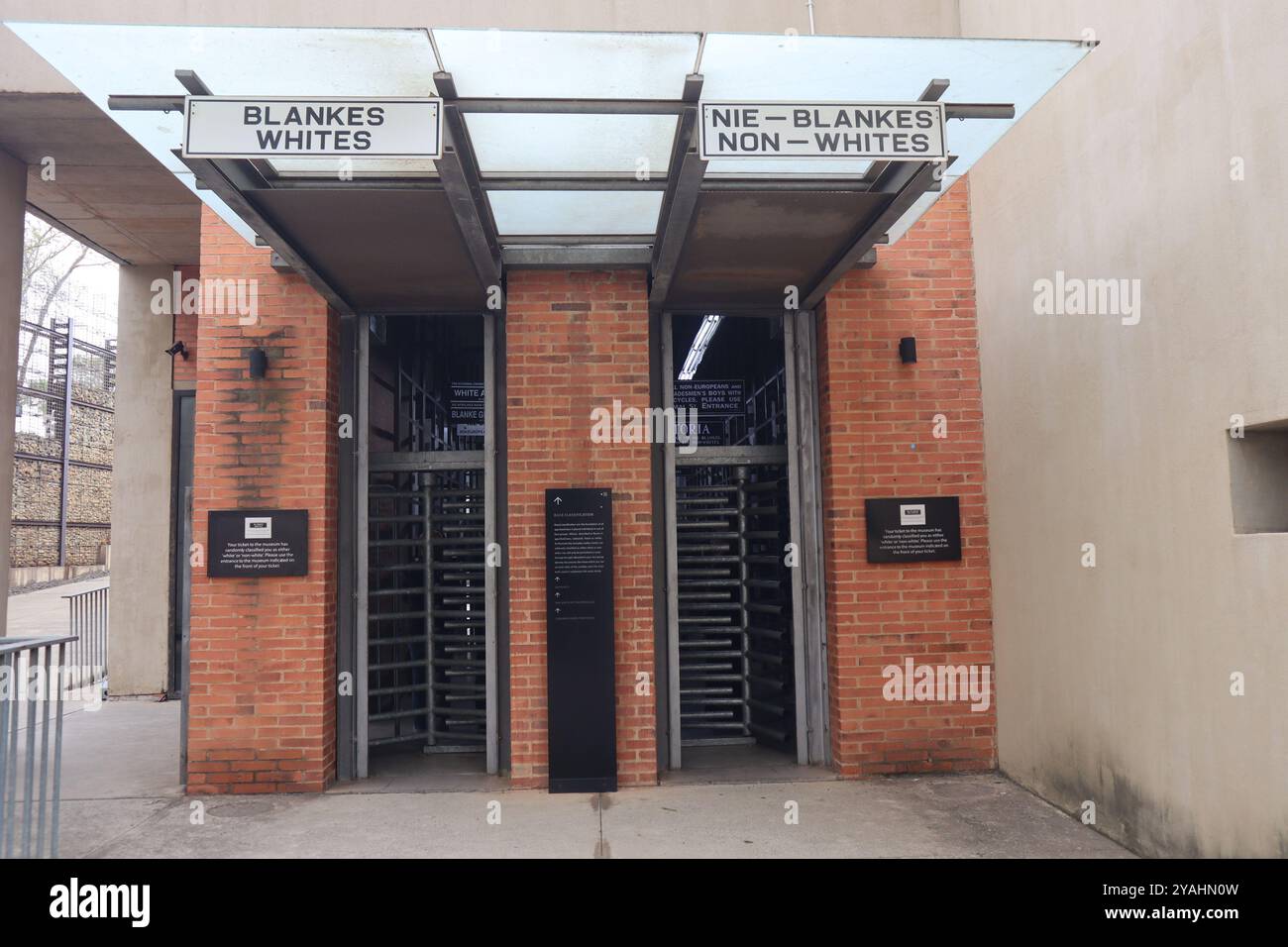 Apartheid Museum Entrance in Johannesburg, segregating blacks and ...
