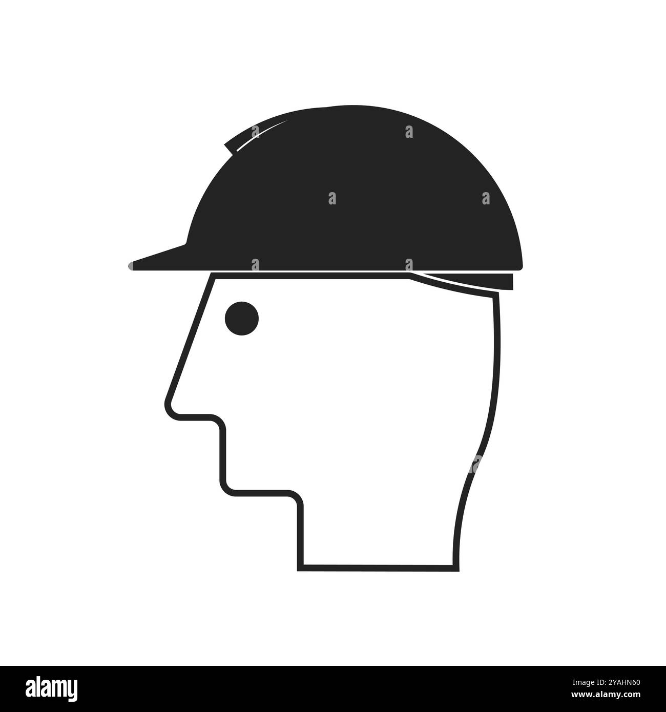 Isolated blue round sign of use safety helmet required, with ...