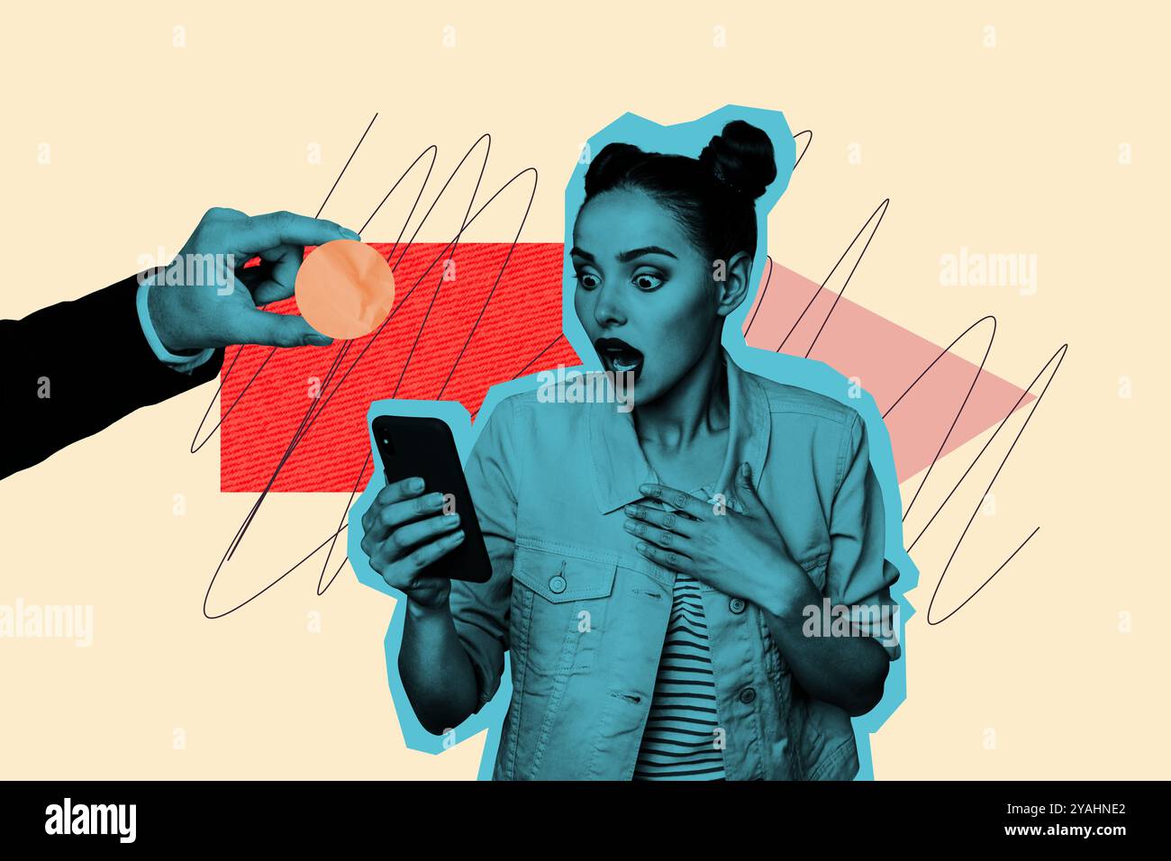Composite trend artwork image collage of copyspace geometric figure ...