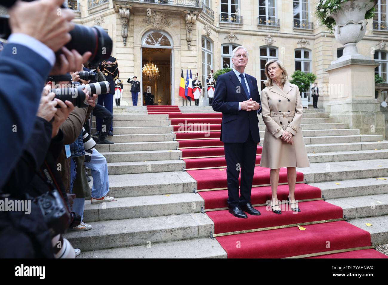 Paris, France. 14th Oct, 2024. French Prime Minister Michel Barnier and ...