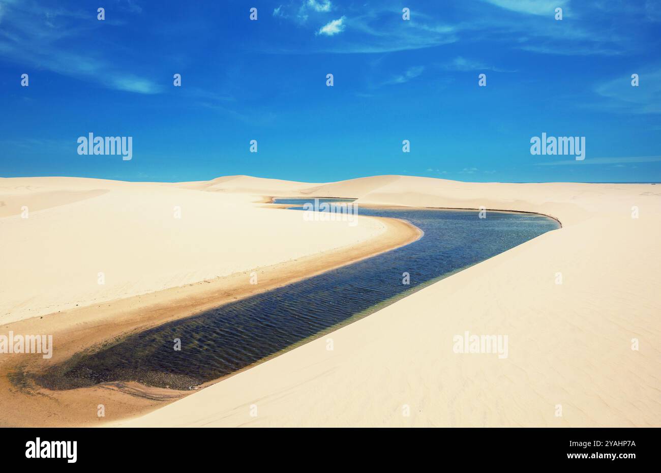 Lagoons in the desert of Lencois Maranhenses National Park, Brazil ...