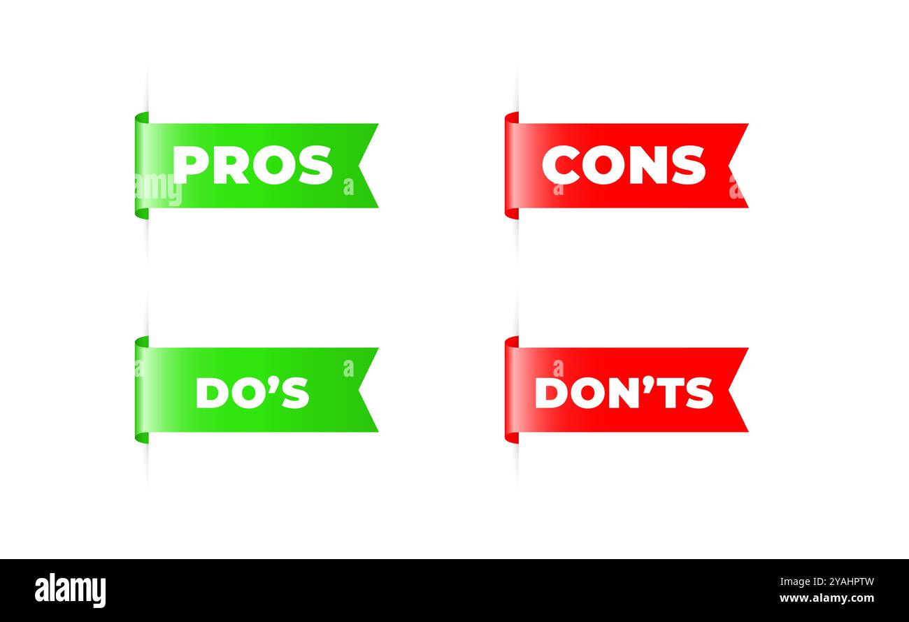 set of pros and cons sign sticker design vector Stock Vector Image ...