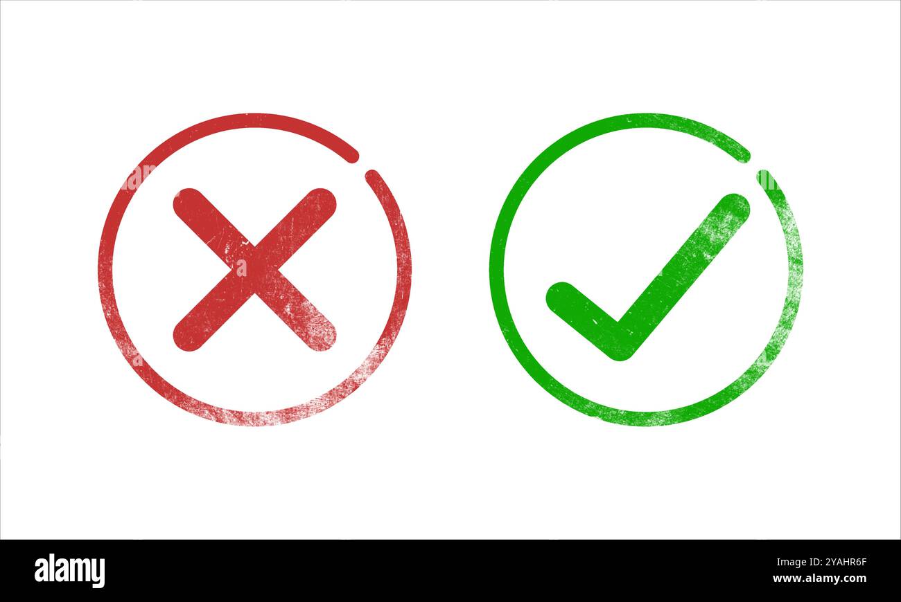 Isolated checkmark yes no, right wrong in red and green color Stock ...