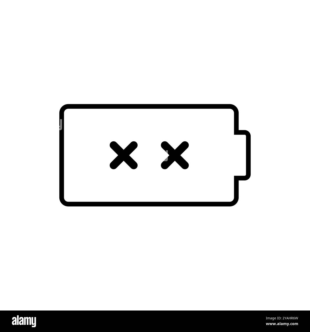 Damage battery icon, fully drained battery symbol, no power outline ...