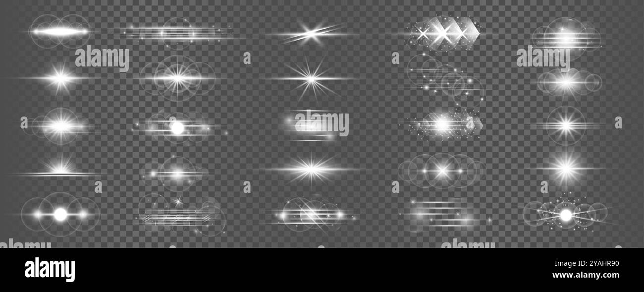 set of decorative white laser background with shiny light effect vector ...