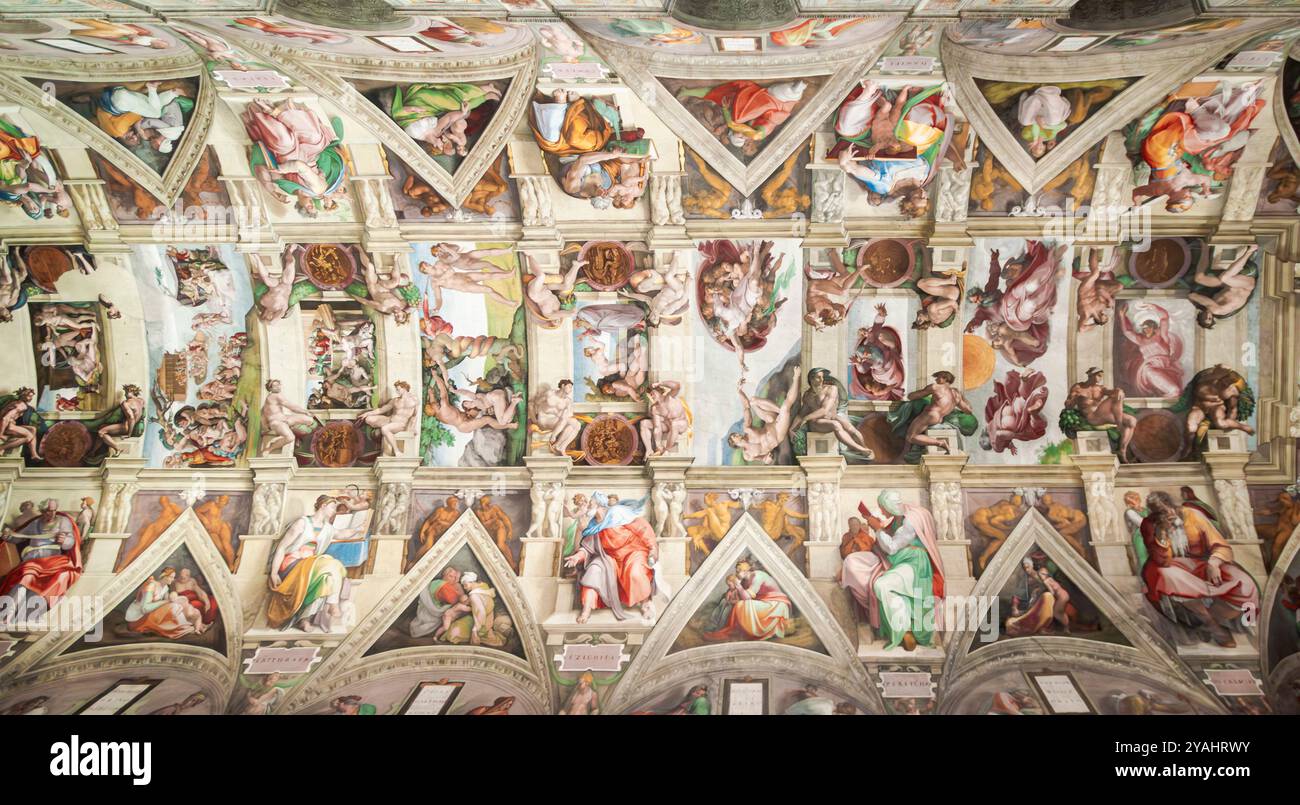 Roma. Vatican City, Vatican Museum. Inside the Sistine Chapel, the marvel of Michelangelo ...