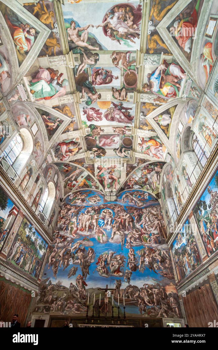 Roma. Vatican City, Vatican Museum. Inside the Sistine Chapel, the marvel of Michelangelo ...