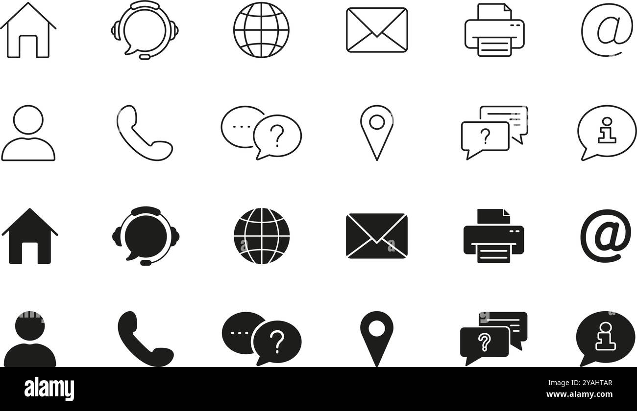 Communication, Contact, Online Support Services Line and Silhouette ...