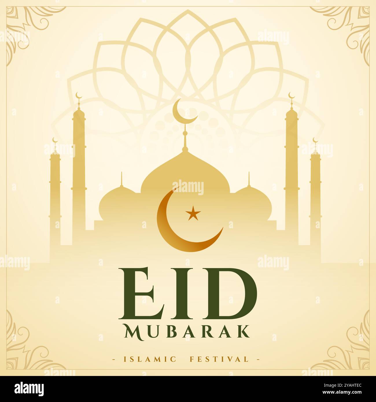 traditional eid mubarak eve holiday background with mosque vector Stock ...