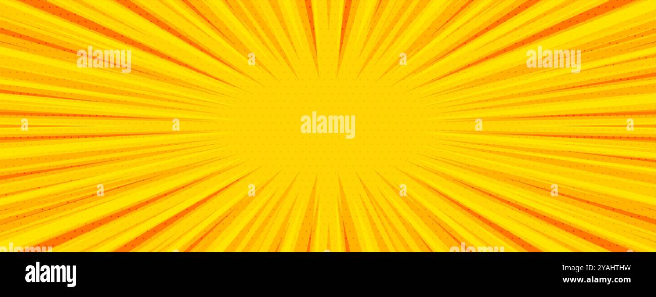 cartoon style expressive lines burst yellow wallpaper with text space ...