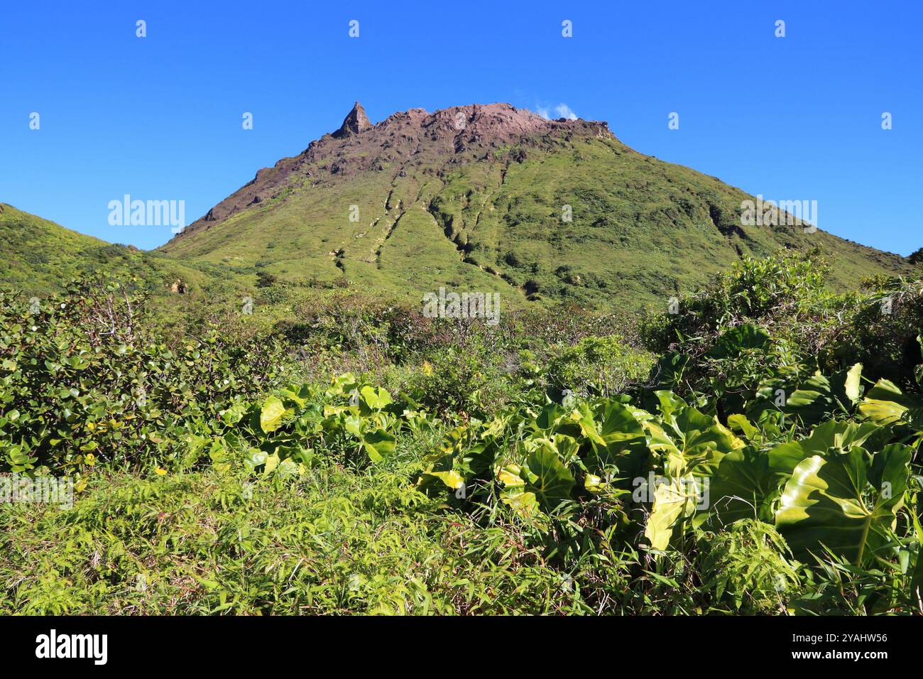 Volcano La Soufriere in Guadeloupe. Natural landmark active volcano ...