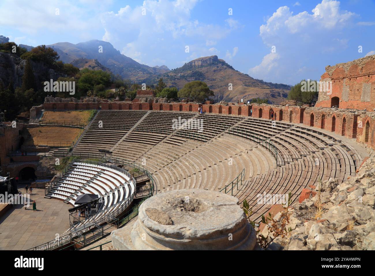 Greco-Roman ancient amphitheatre (Teatro Antico) in Taormina in Sicily ...
