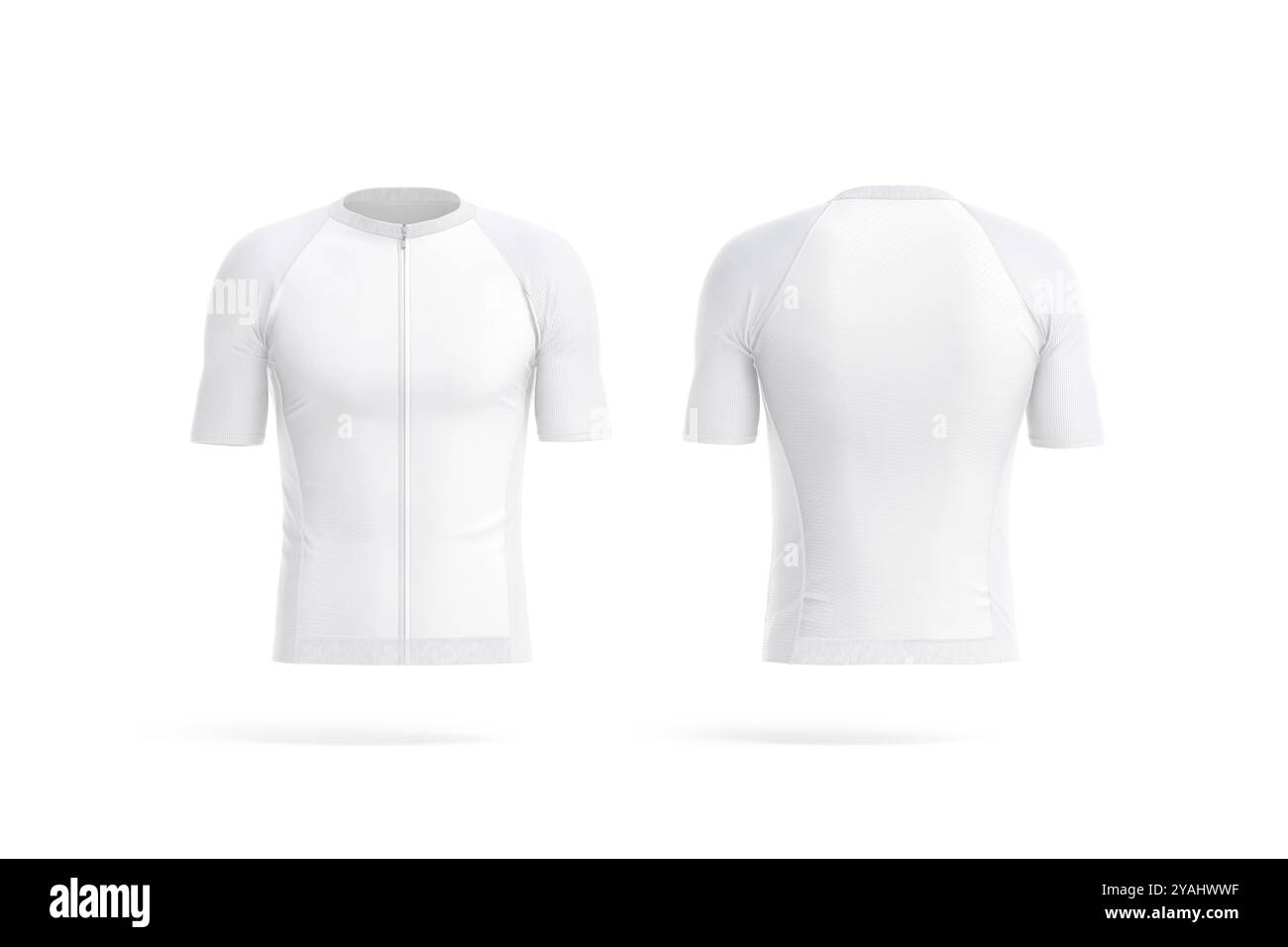 Blank white cycling zip jersey mockup, front and back view, 3d ...