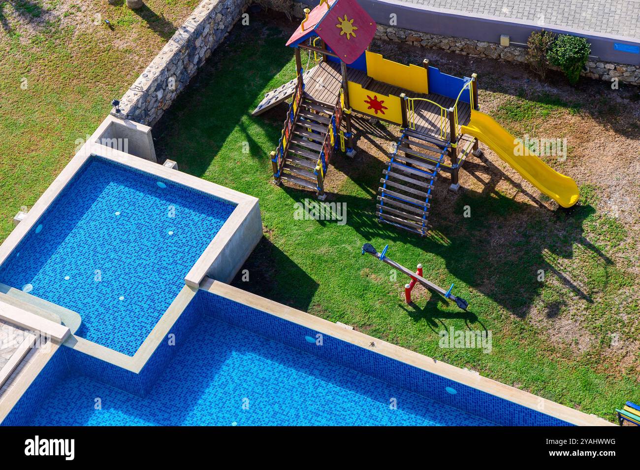 view of luxury resort hotel swimming pool Stock Photo - Alamy