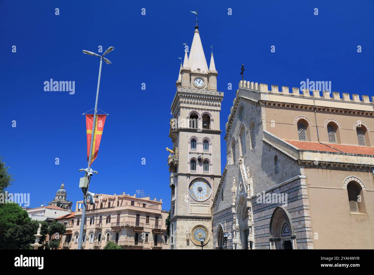 Messina city in Sicily, Italy. Cathedral and astronomical clock tower ...