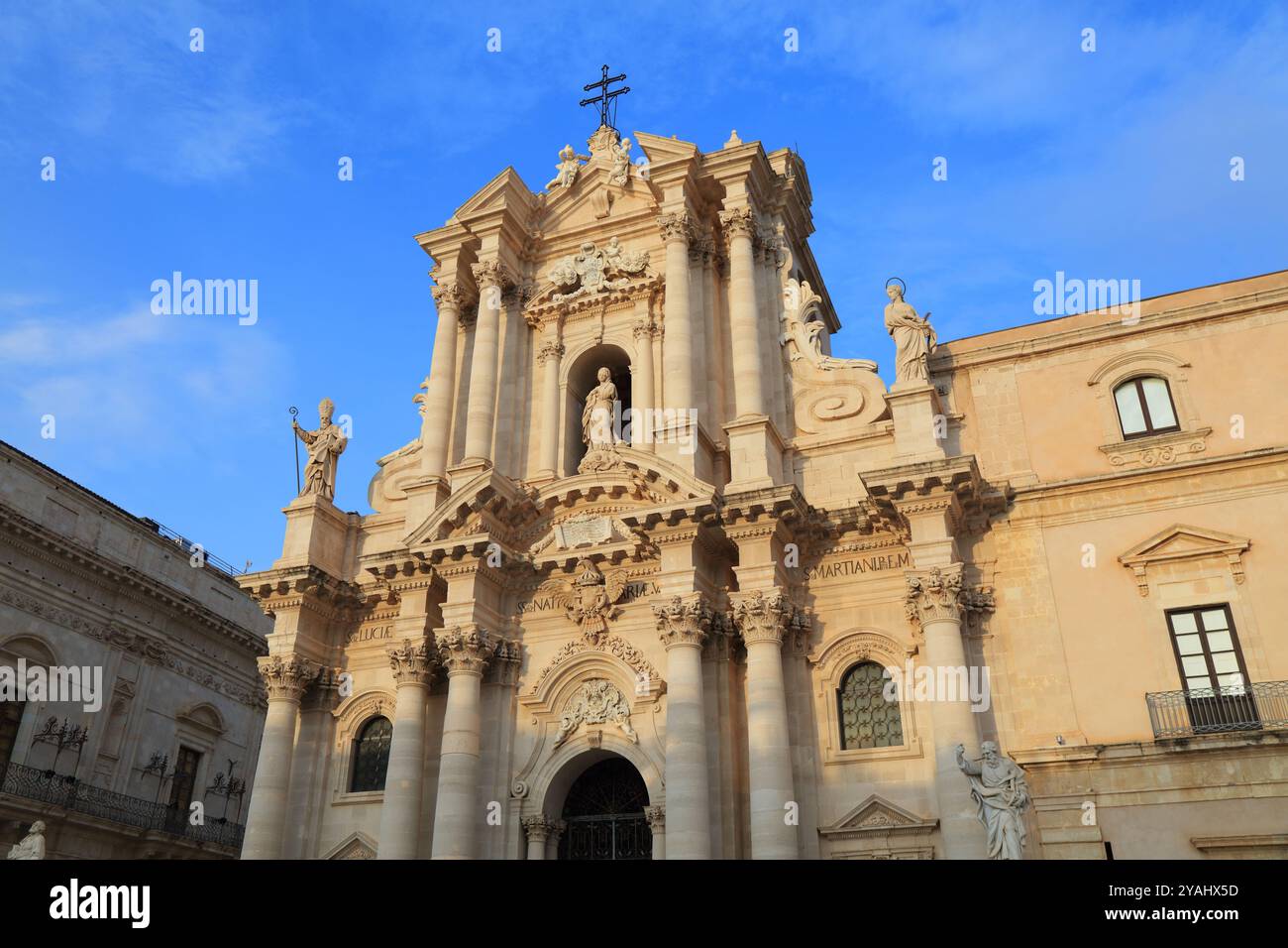 Syracuse city in Sicily, Italy. Baroque Cathedral of Syracuse (Duomo di ...