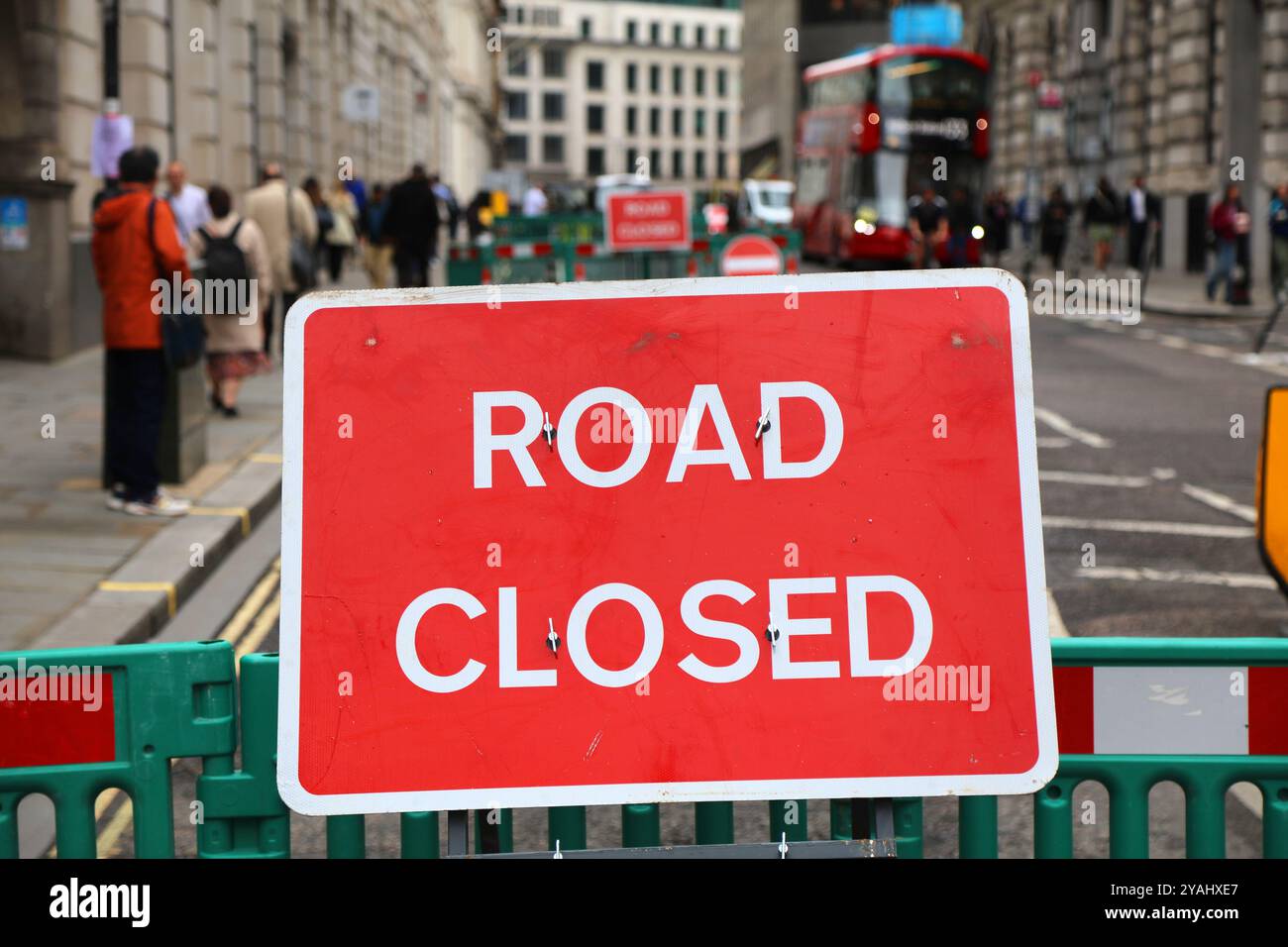 Major roadworks in City of London, UK. City street redevelopment to ...