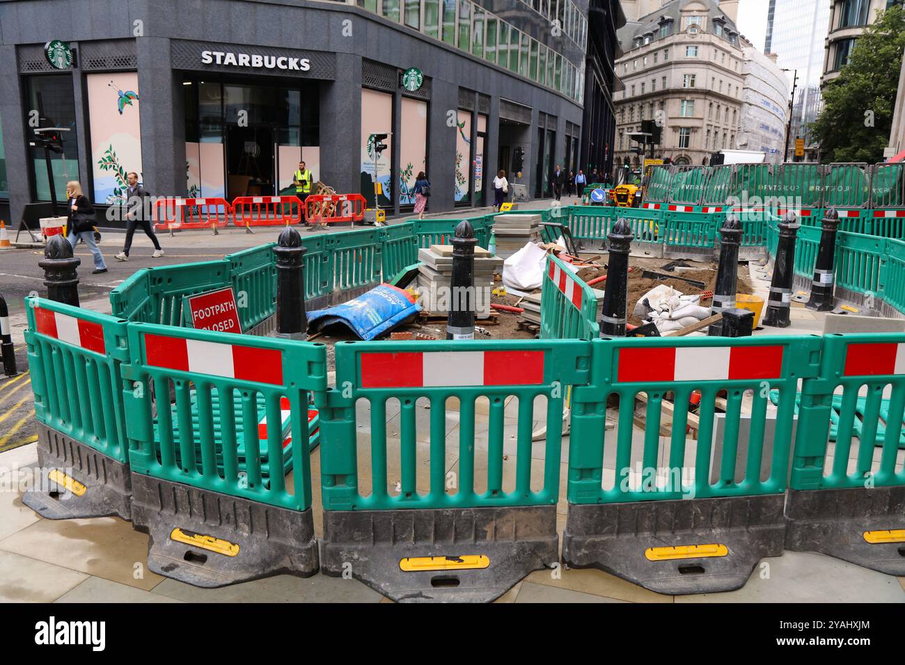LONDON, UK - JULY 9, 2024: Major roadworks in King William Street and ...