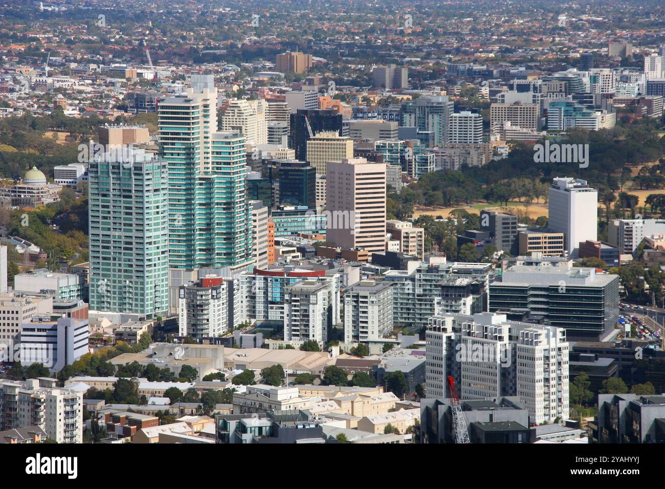 Melbourne city, Australia. Aerial view of office buildings in South ...