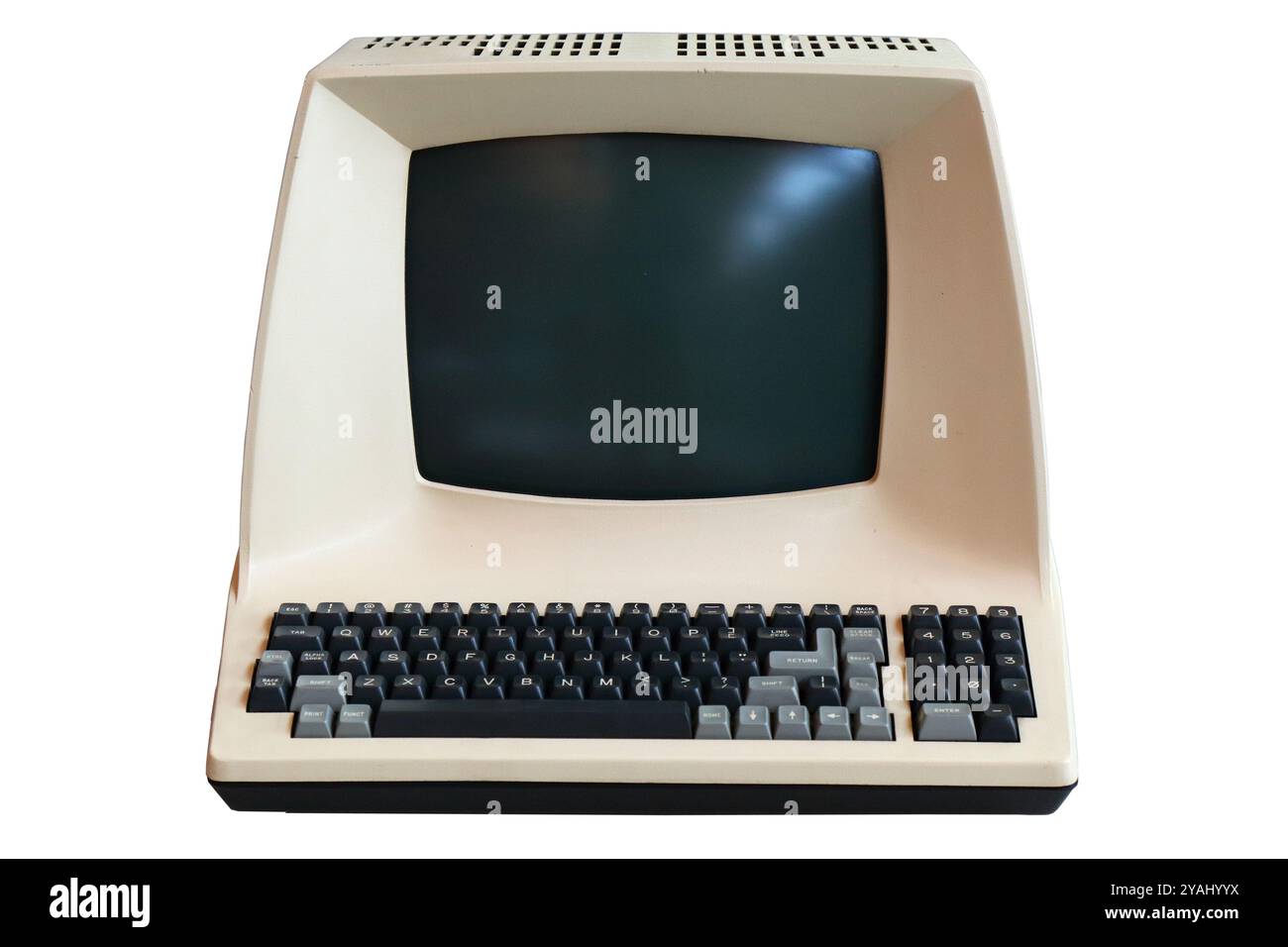 Retro computer isolated on white background. Vintage personal computer ...