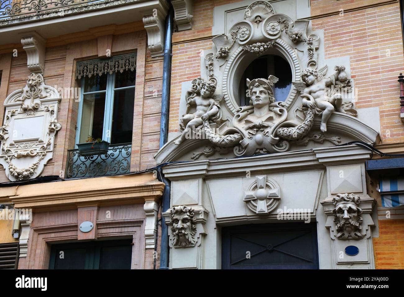 Architecture elements in Toulouse, France. Ornamental details of ...