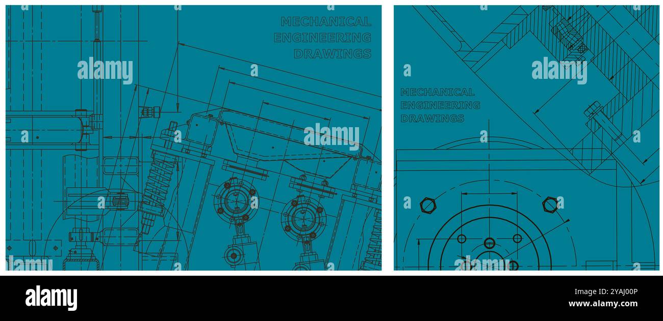 Blueprint. Abstract Technology Background. Engineering illustration set ...