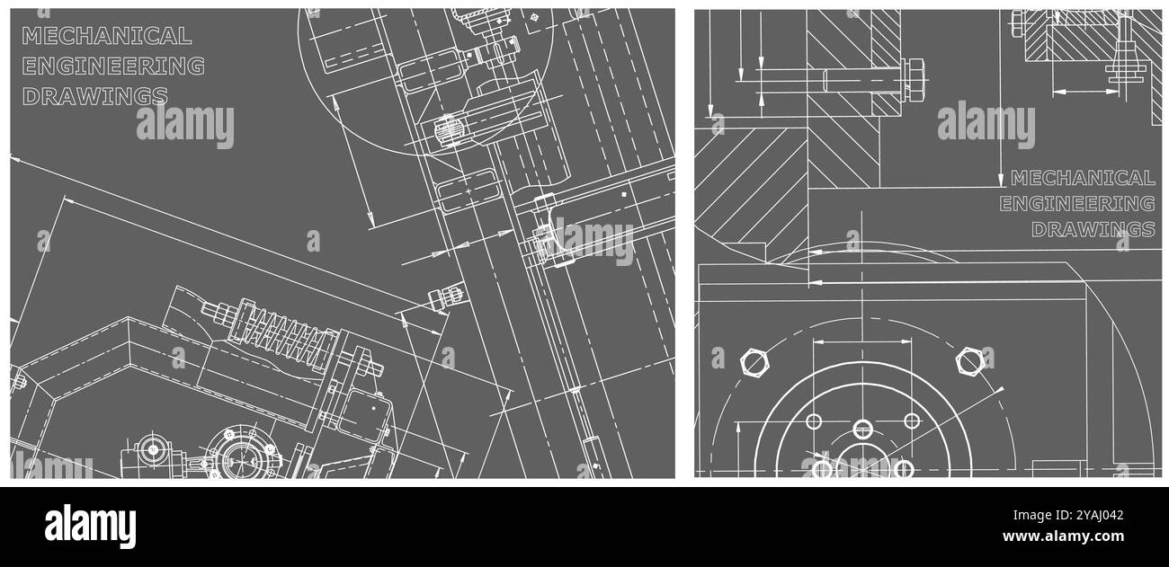 Blueprint. Engineering illustration set. Technology Background ...