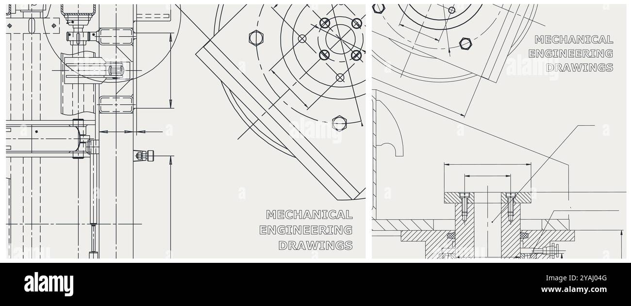 Blueprints set. Mechanical engineering drawing. Drawings of engine ...