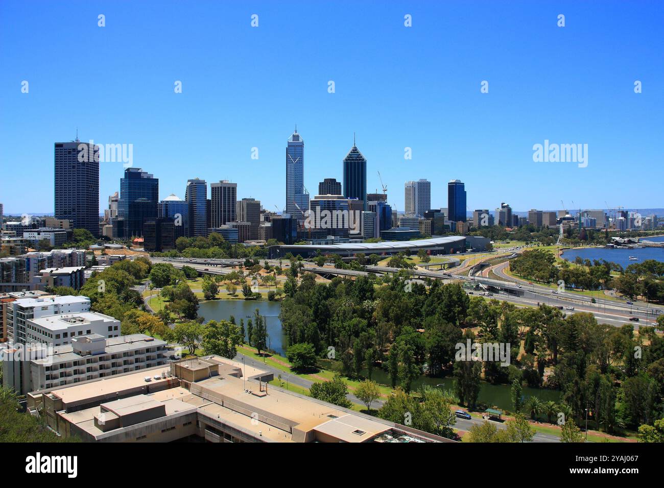 Perth city, Australia. City skyline view from Kings Park. Australian ...