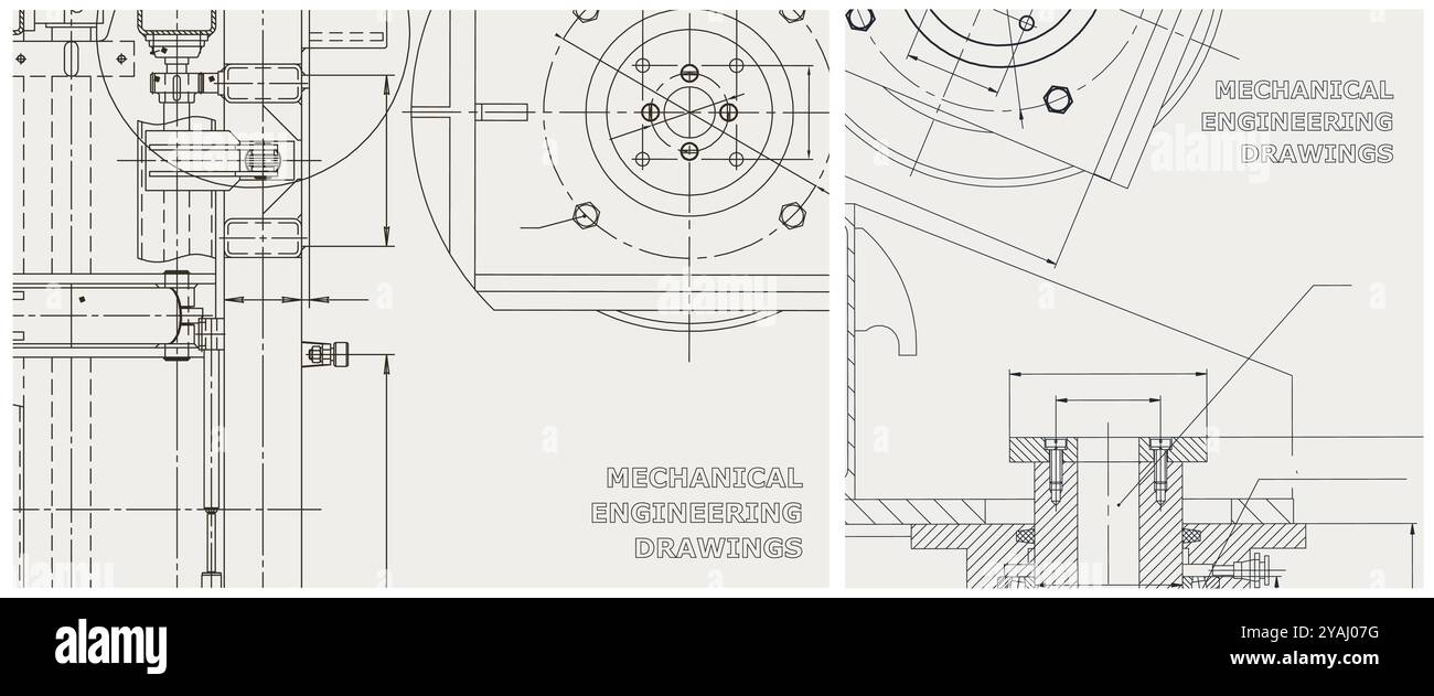 Blueprints. Mechanical engineering drawing. Set of corporate identity ...