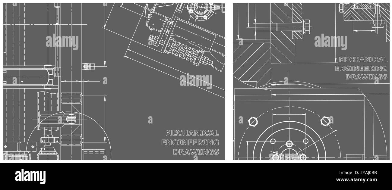 Blueprint. Engineering illustration set. Mechanical engineering drawing ...